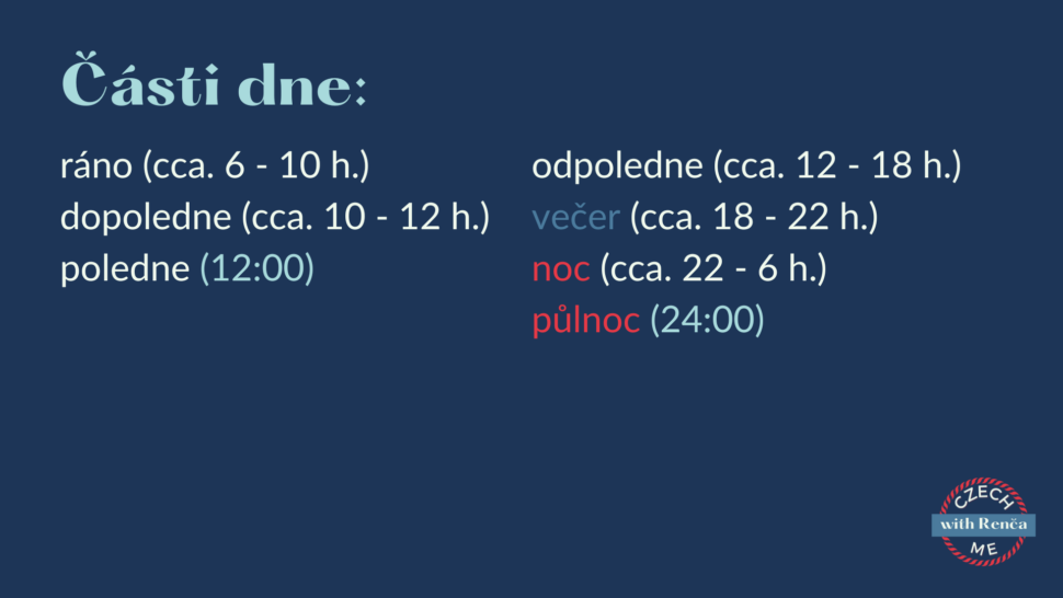 Greetings & parts of the day in Czech