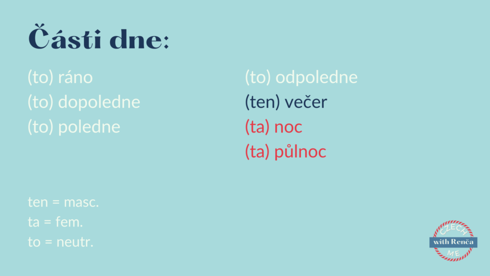 Greetings & parts of the day in Czech