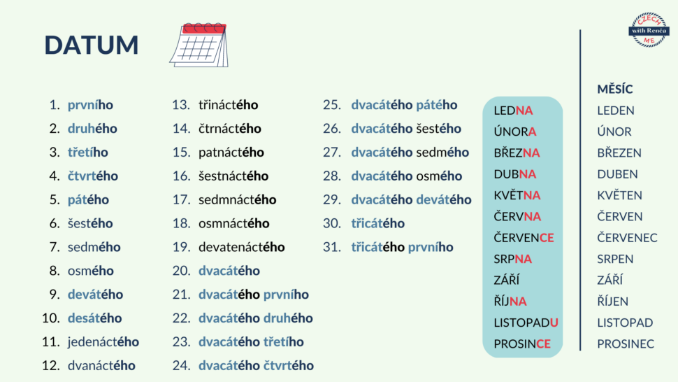 How to ask in Czech: "What date is it today?" & How to answer